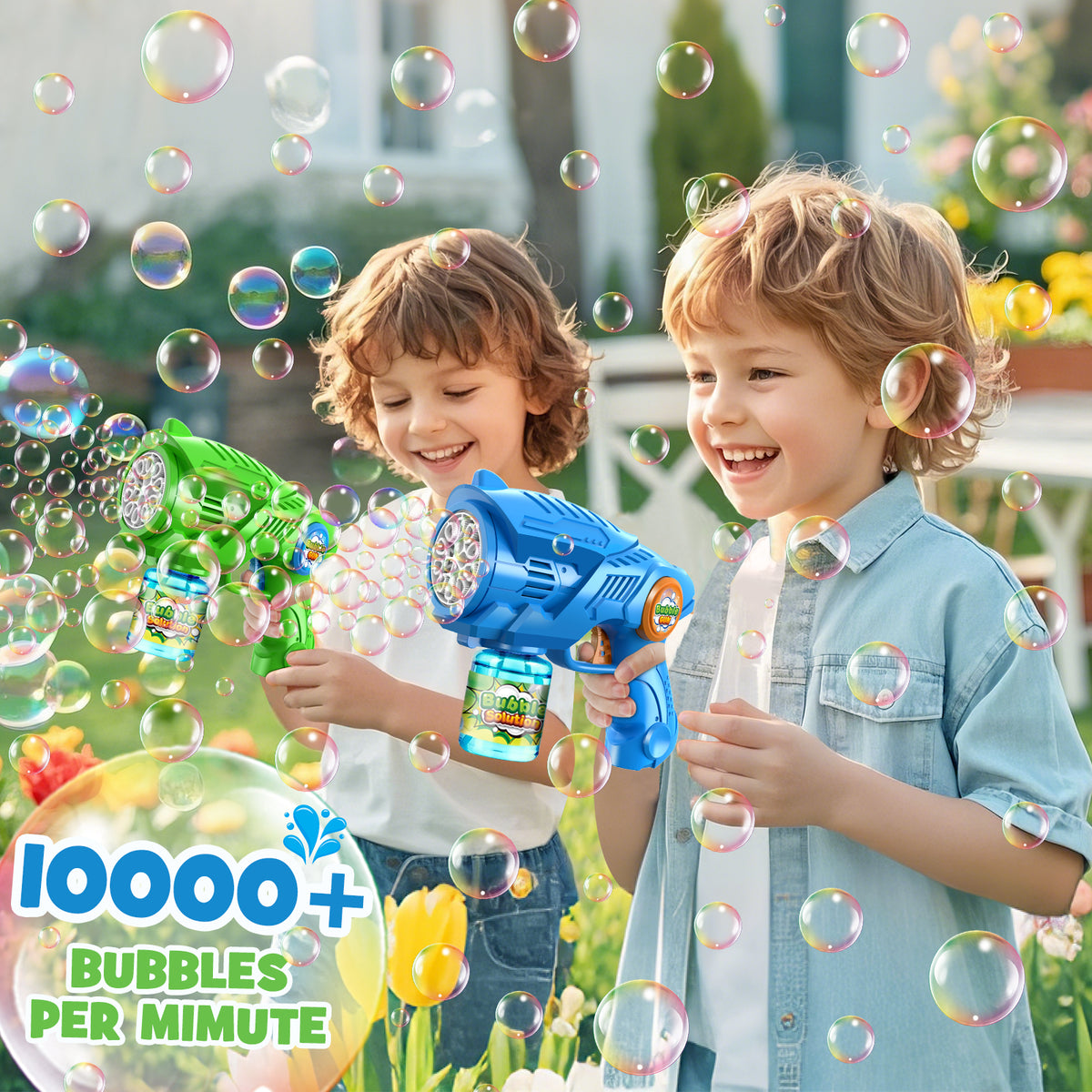 Bubble Gun Machine for Kids 4-8: 2-Pack Automatic Bubble Guns with 2 B ...